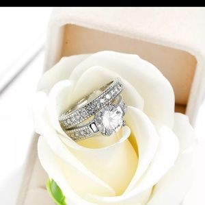 Jewelry | Silver Round Bridal Wedding Ring Set | Poshmark